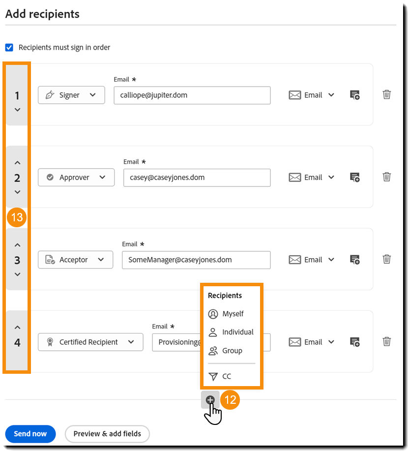 Request signatures from others