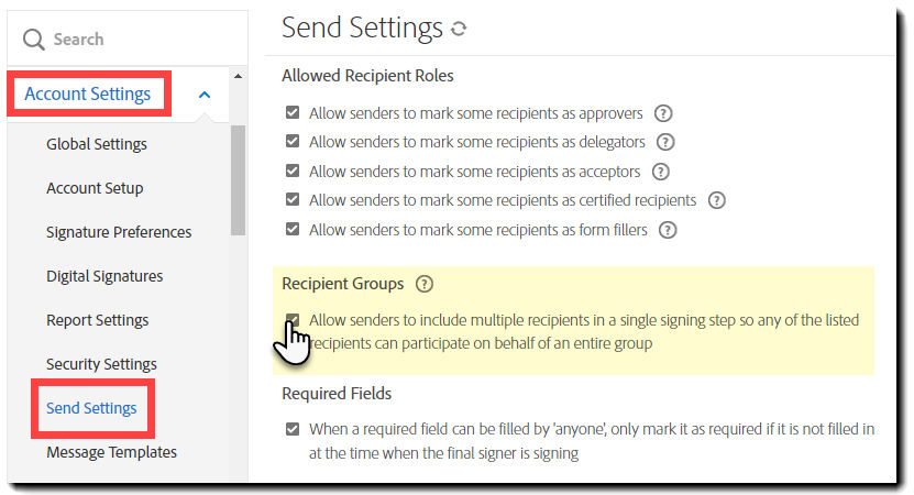 Enable recipient groups