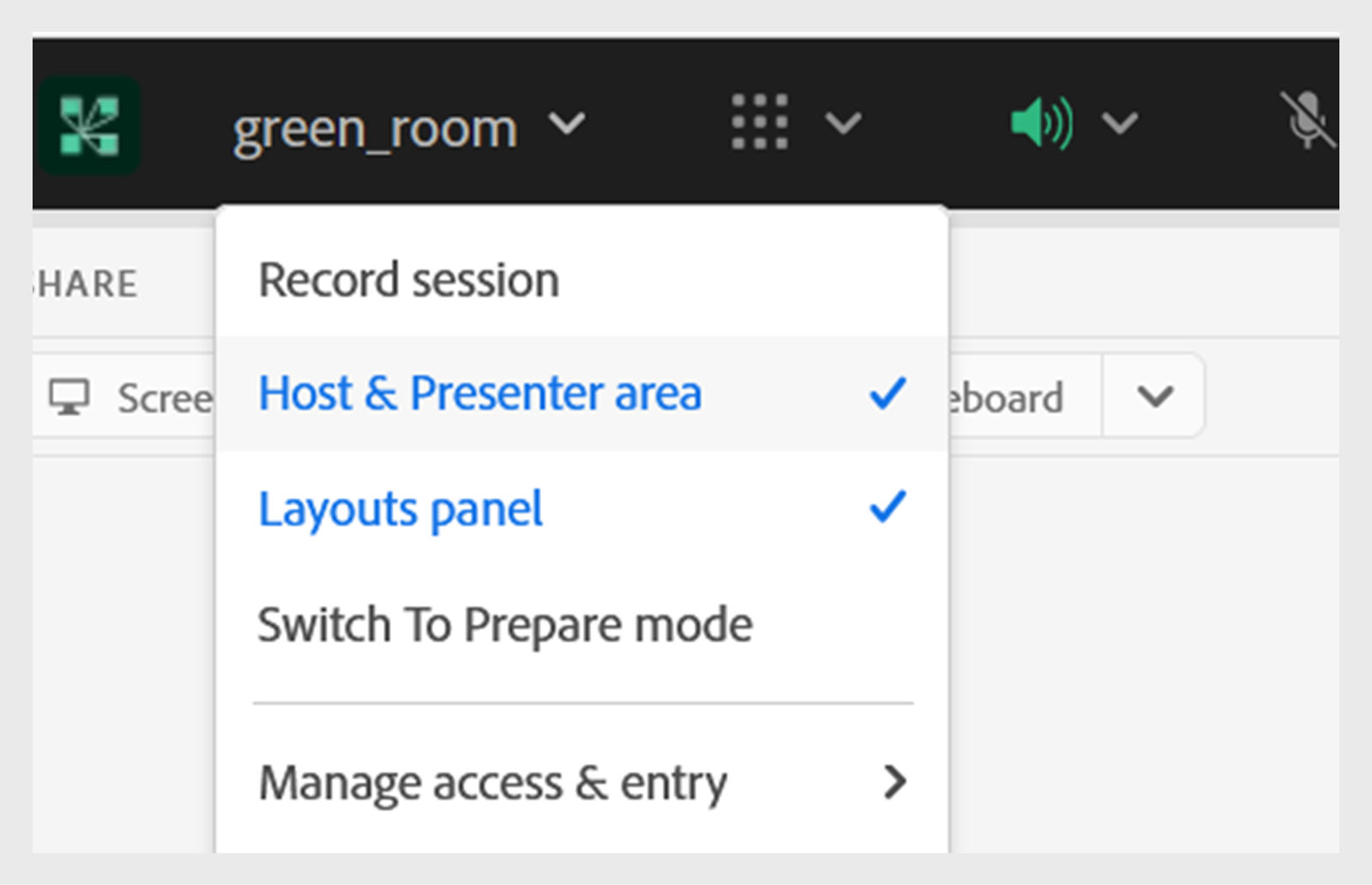 Host & Presenter Area or Backstage for Adobe Connect meeting