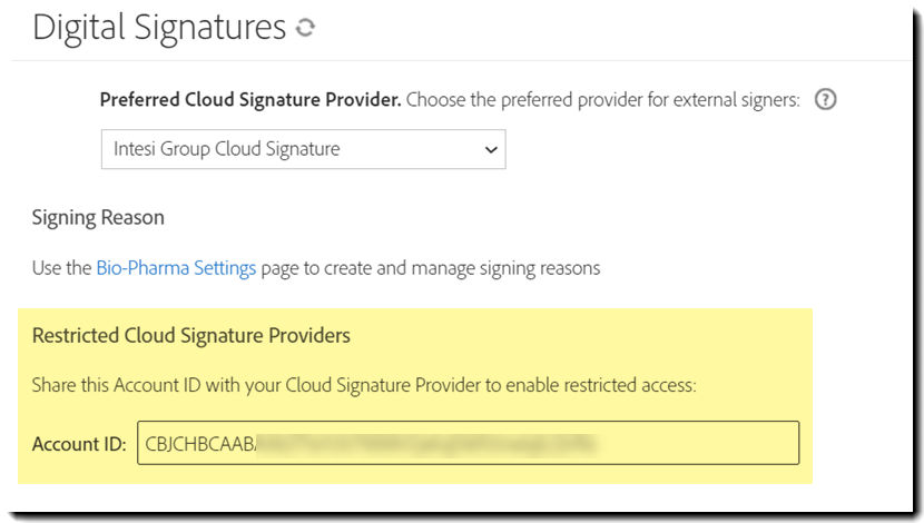 Configure cloud signature providers