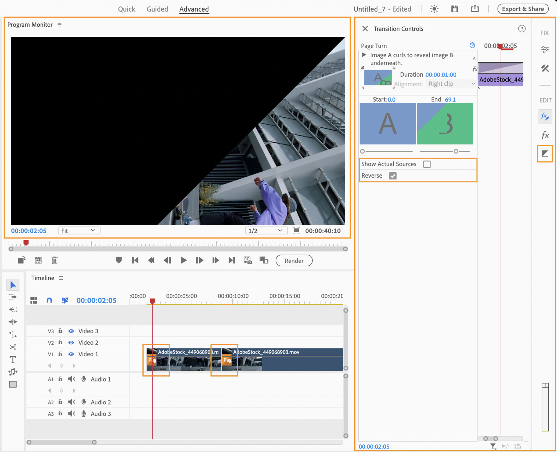 Adjusting transitions