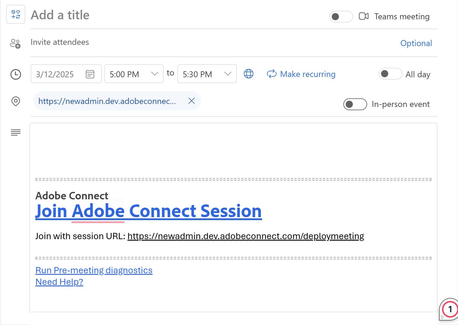 Create Adobe Connect meetings using the Microsoft Outlook add-in Create Adobe Connect meetings using the Microsoft Outlook add-in