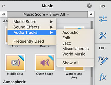 Adding music to video clips
