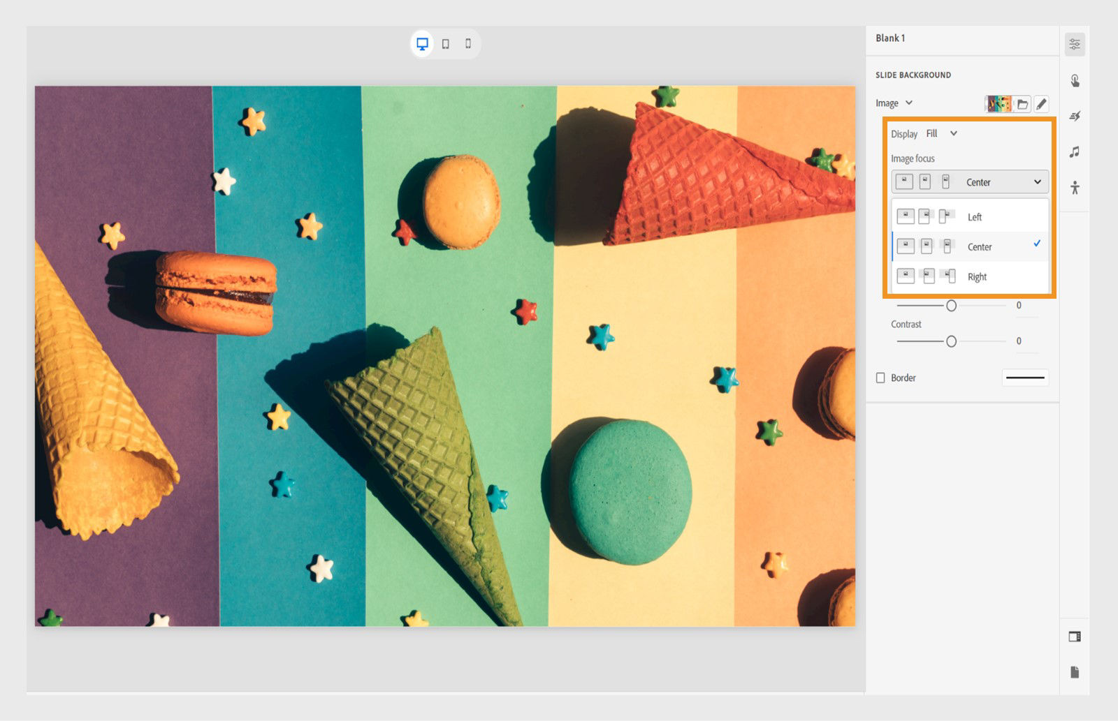How to edit the background image on a slide in Adobe Captivate