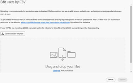 Manage users | Bulk CSV upload