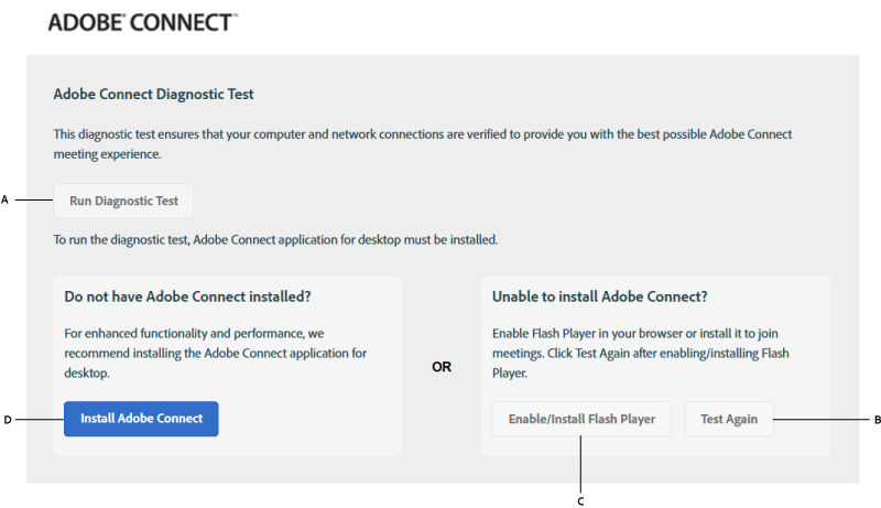 Adobe Connect pre-meeting diagnostic test