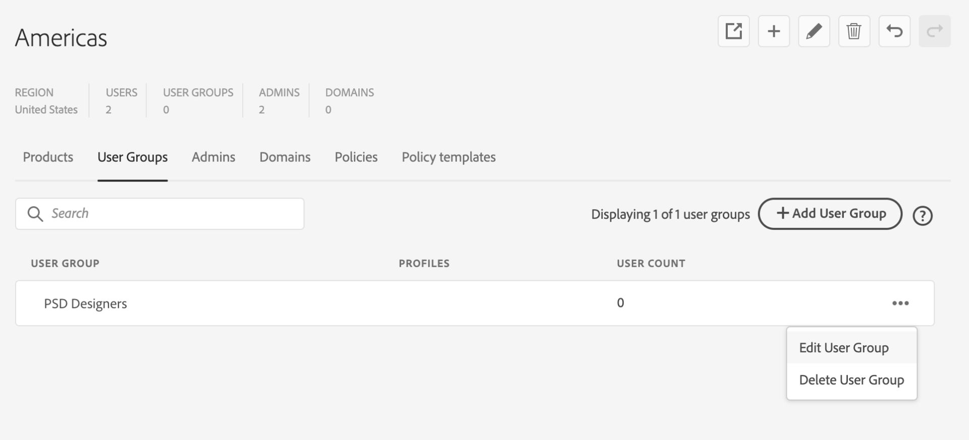 Manage user groups in the Global Admin Console