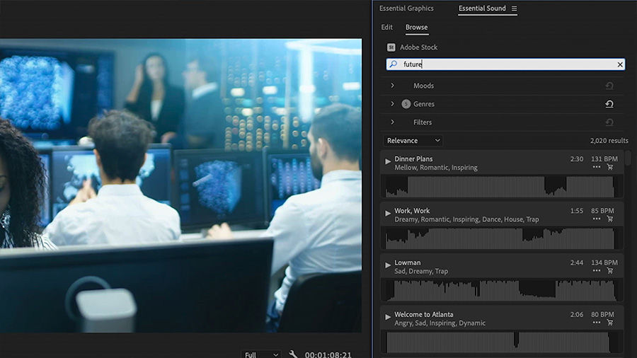 How to mix looping Adobe Stock audio clips with voiceover tracks