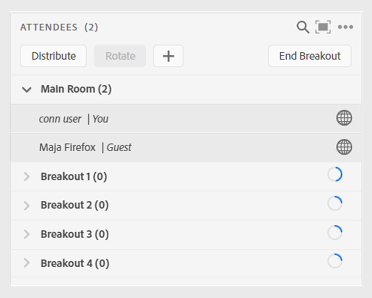 Breakout rooms in Adobe Connect meetings