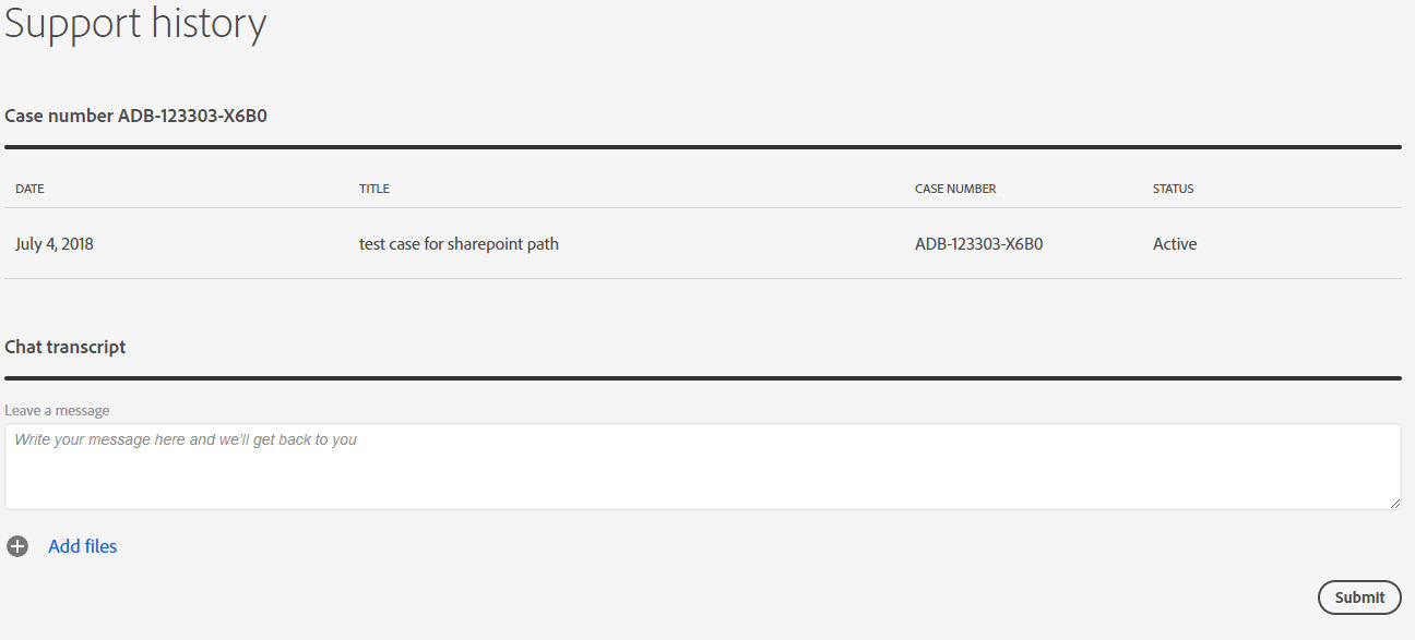 View your Adobe Customer Care cases