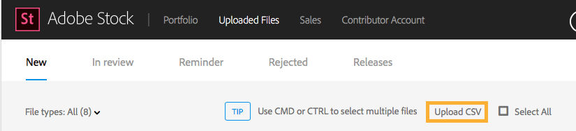 Use CSV files to index your content at Adobe Stock