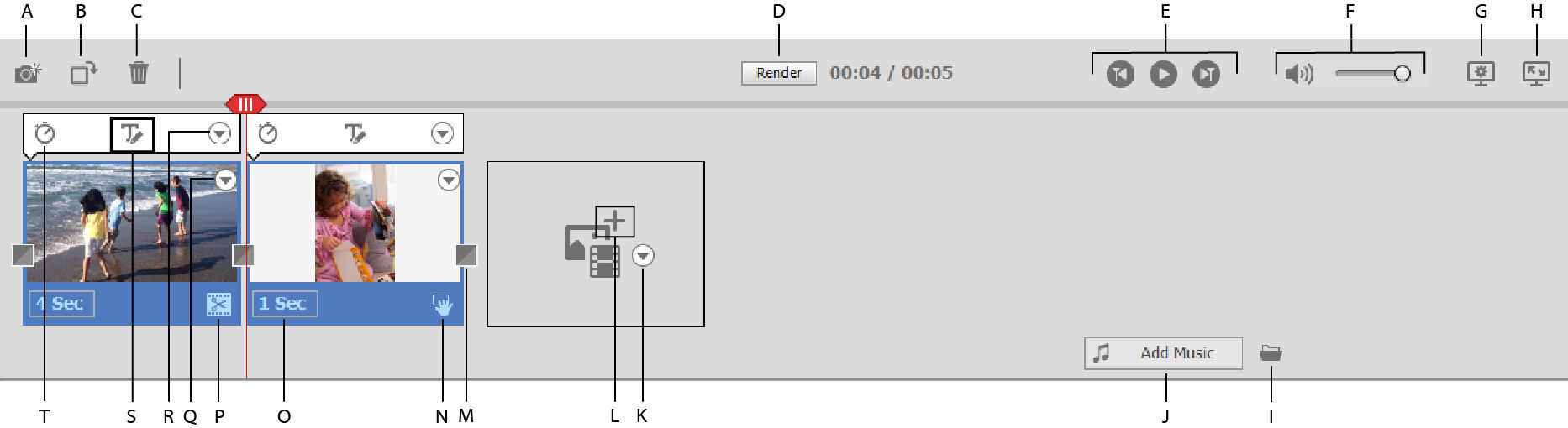 Arranging clips in the Quick view timeline