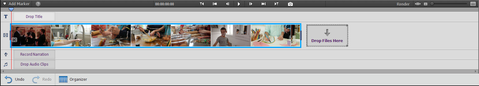 Adobe Premiere Elements workspace