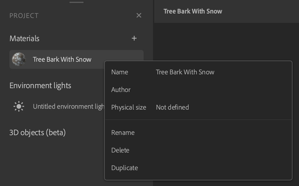 Project panel | Substance 3D Sampler