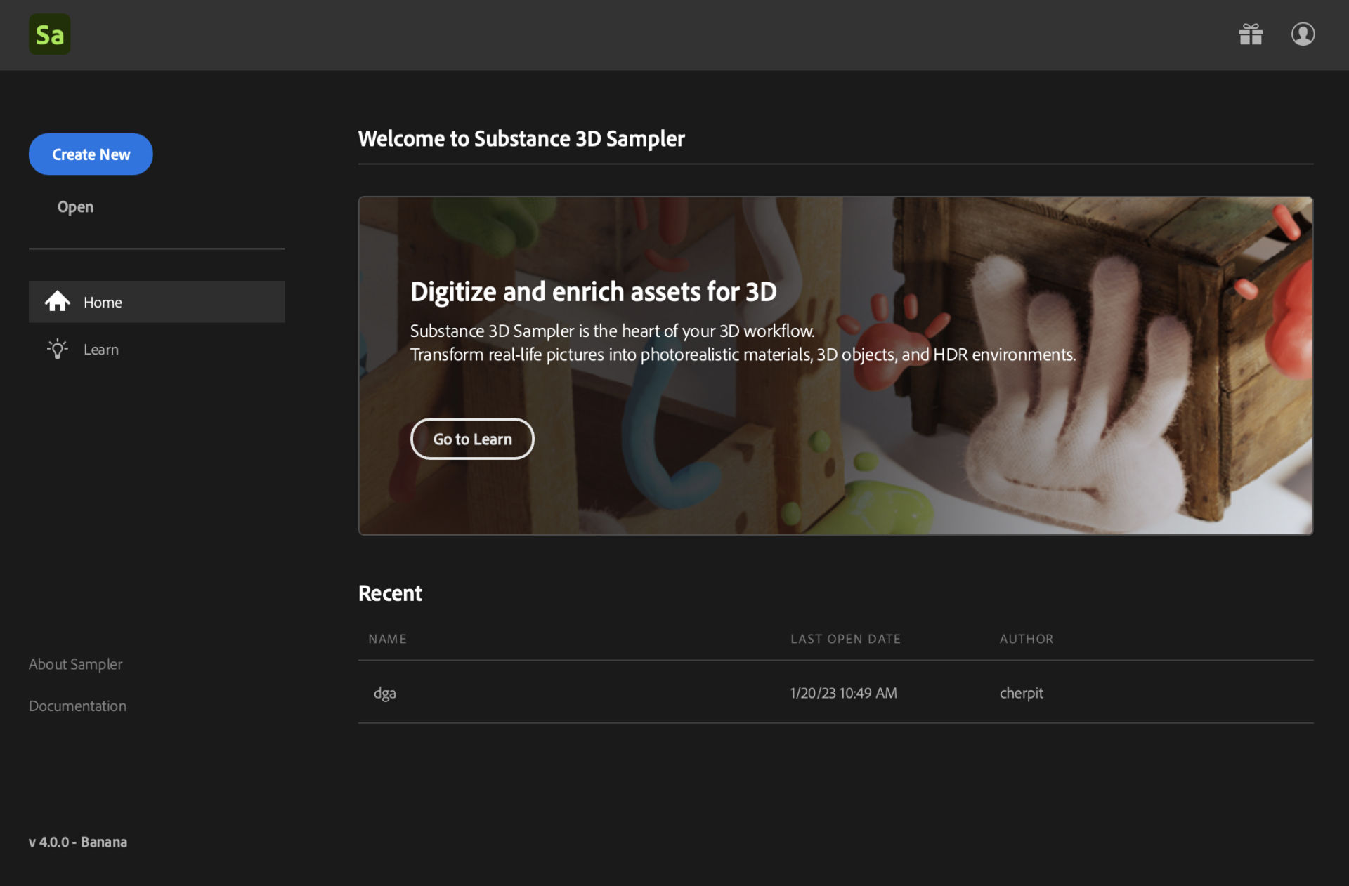 The Home Screen | Substance 3D Sampler