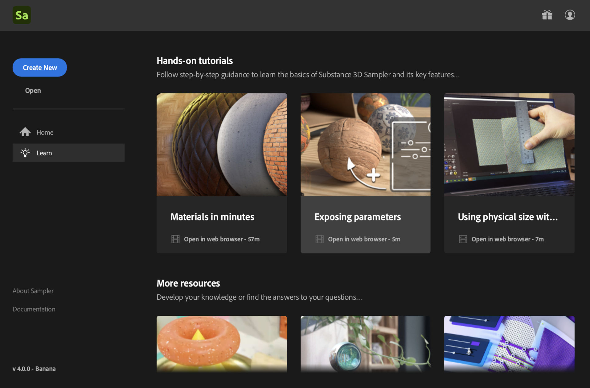 The Home Screen | Substance 3D Sampler