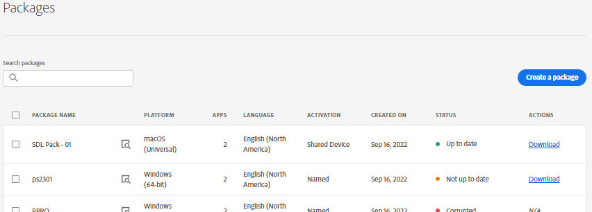 Create Shared Device Licensing packages