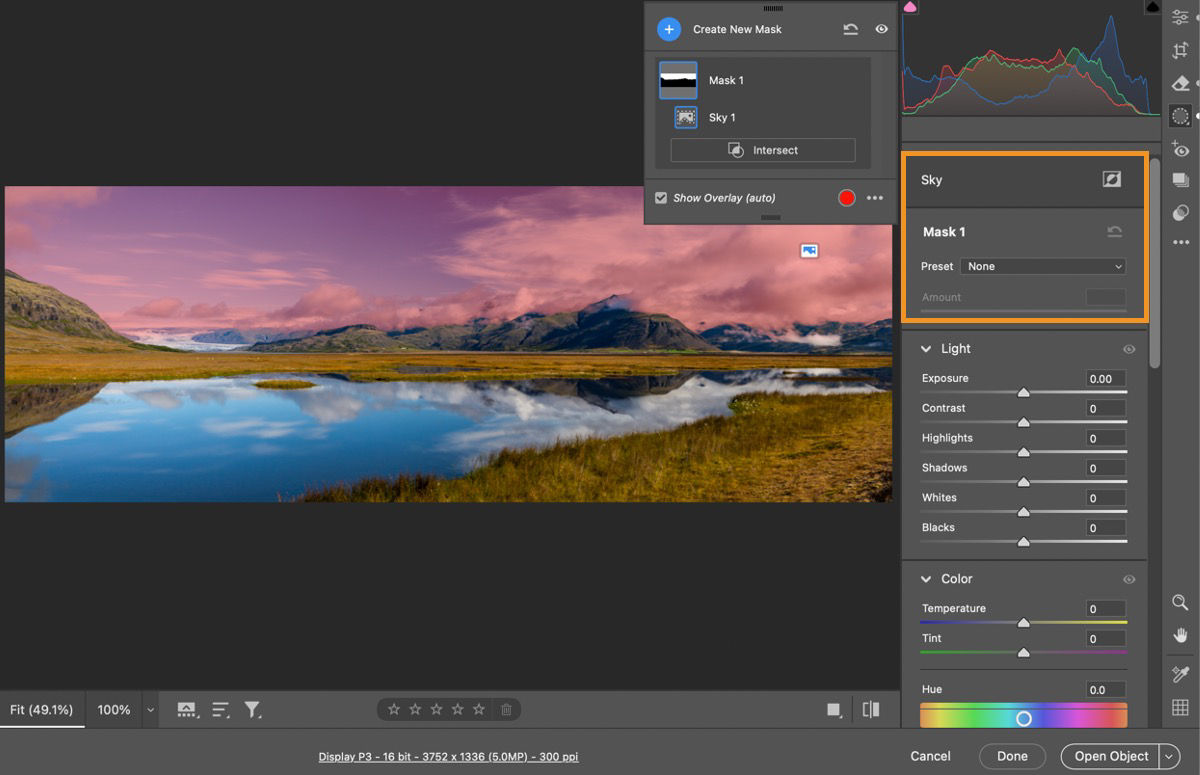 Apply Masking for local adjustments in Camera Raw