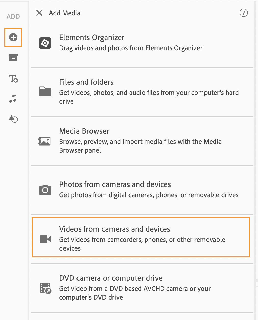 How to add media into Adobe Premiere Elements