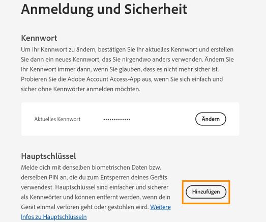 Melden Sie sich sicher mit einem Hauptschlüssel an
