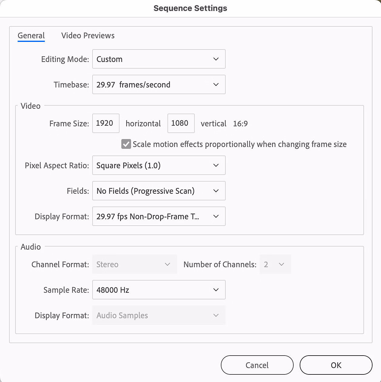 Sequence Settings in Premiere Elements Sequence Settings in Premiere Elements