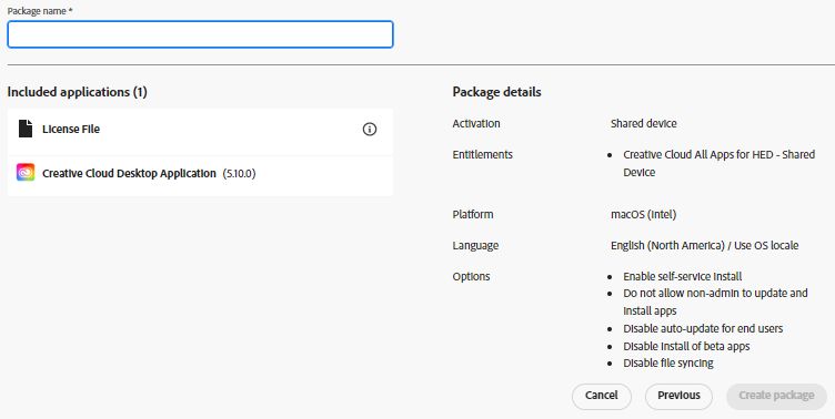 Create Shared Device Licensing packages