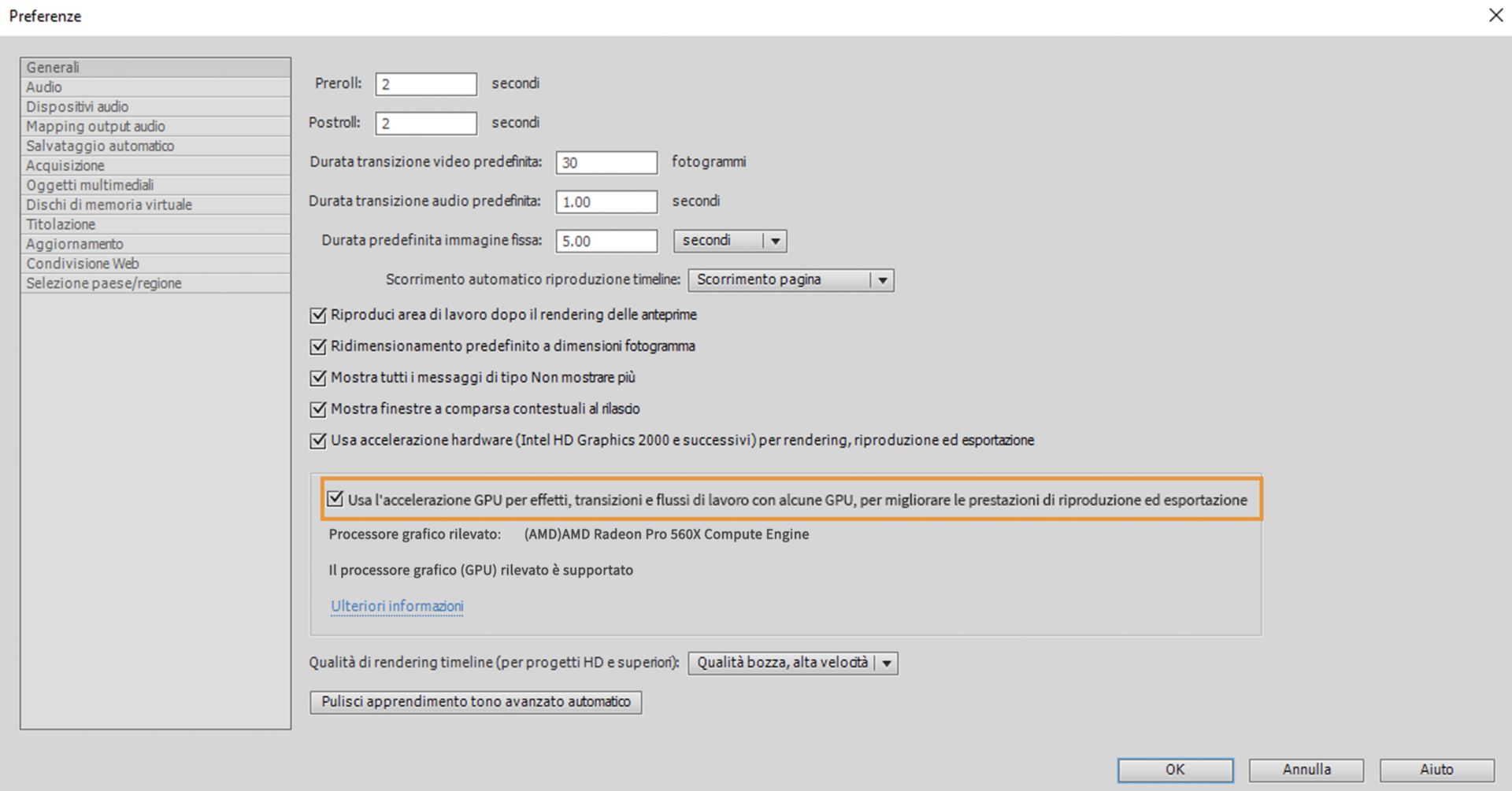 Rendering con accelerazione GPU