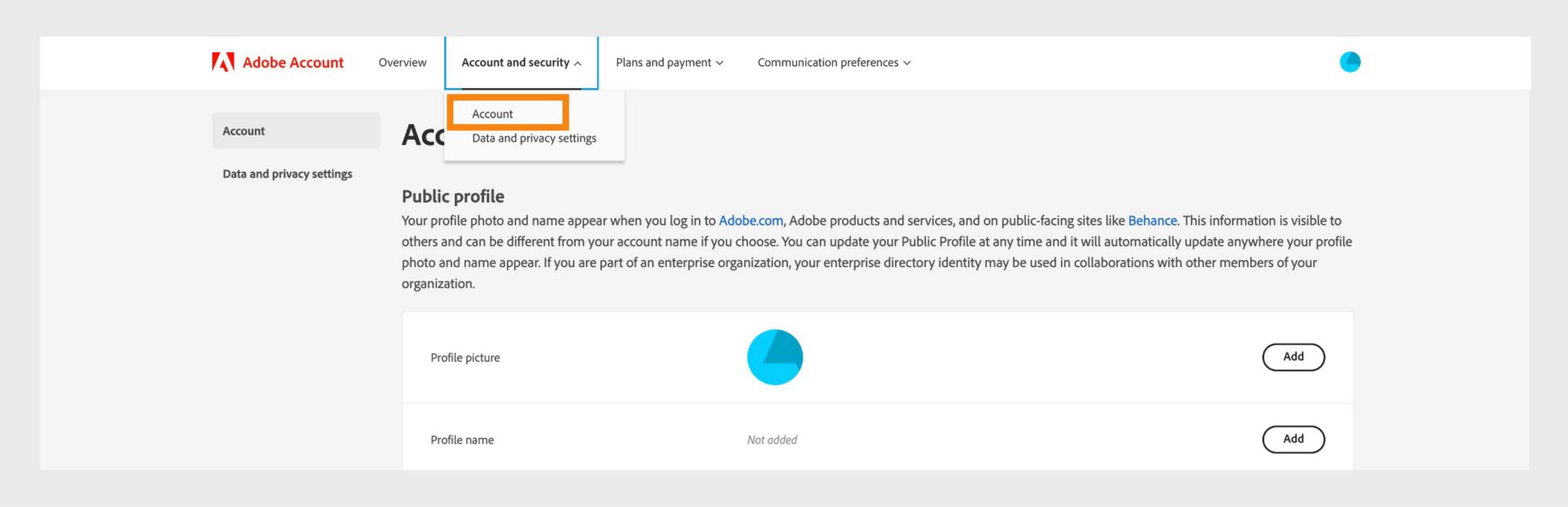 Create or update your Adobe account