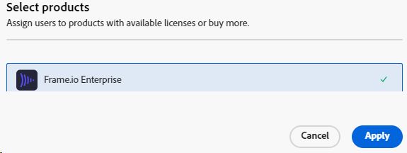 Adobe Admin Console for Frame.io enterprise users