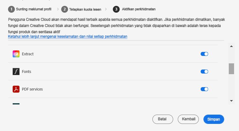 Dayakan/lumpuhkan perkhidmatan untuk profil produk yang menggunakan ...