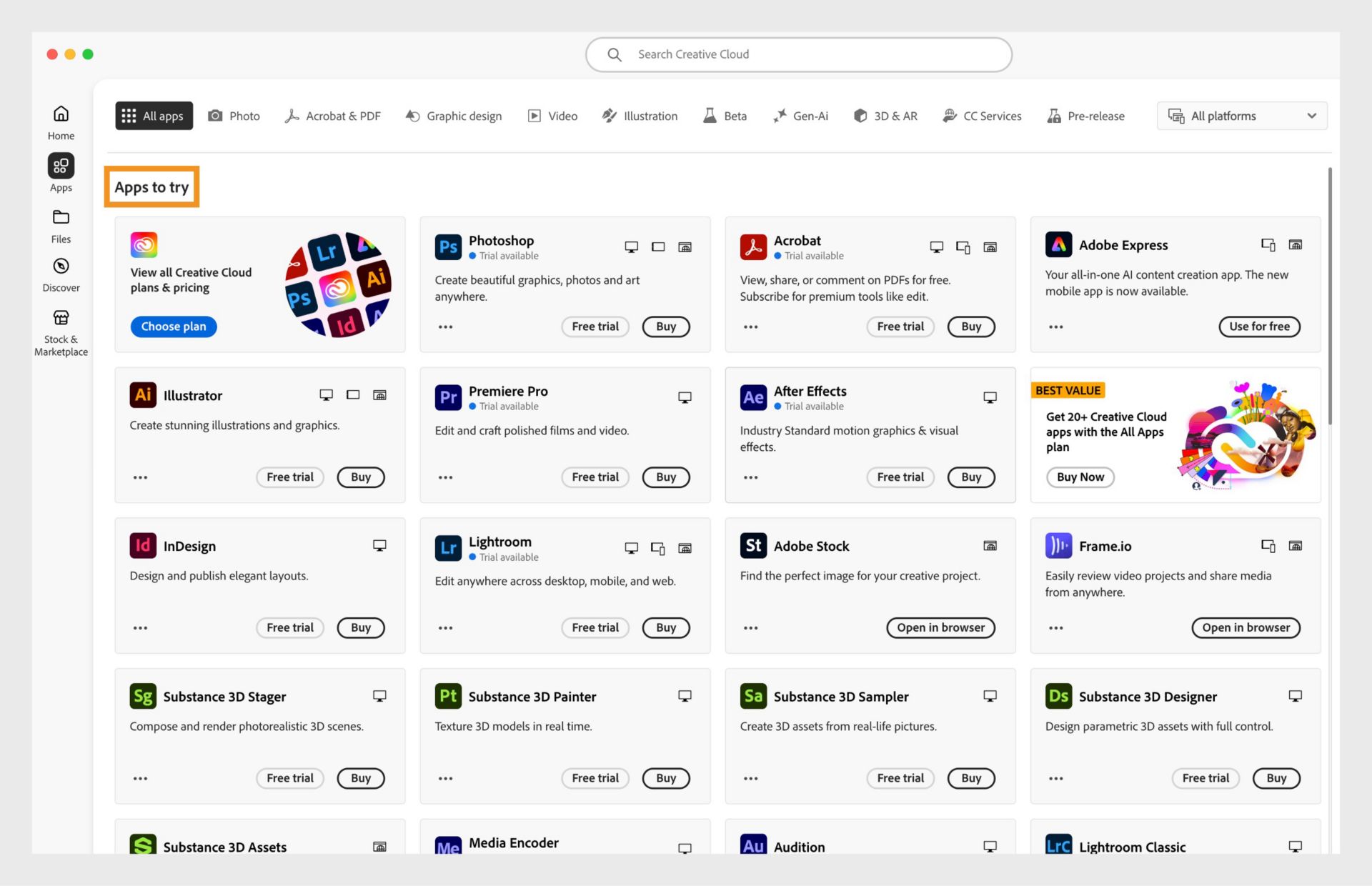 Download and install a Creative Cloud trial