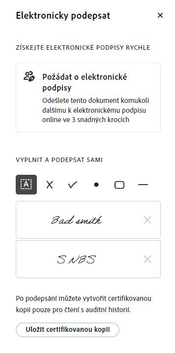 Postup podepsání souboru PDF pomocí aplikace Acrobat DC Vyplnit a podepsat